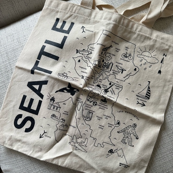 Bags | Seattle Map Canvas Tote Bag | Poshmark